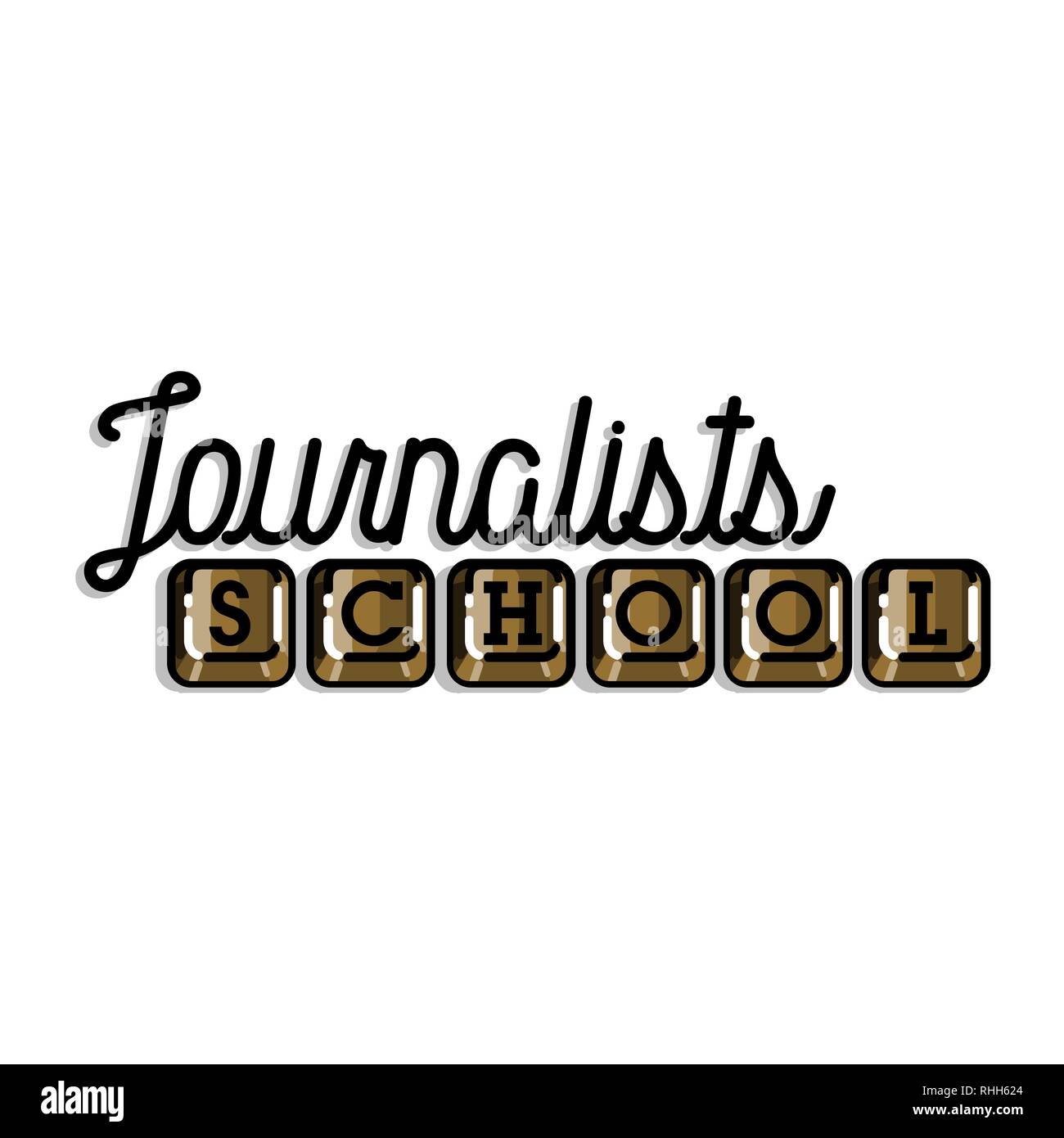 Color vintage journalists school emblem, label, badge and design ...