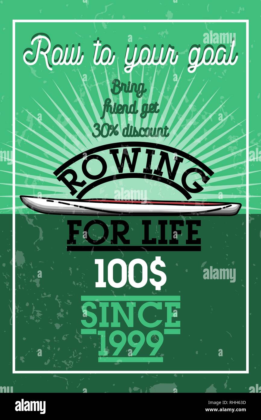 Color vintage rowing banner. Sport Infographic Canoe Kayak Paddler ...