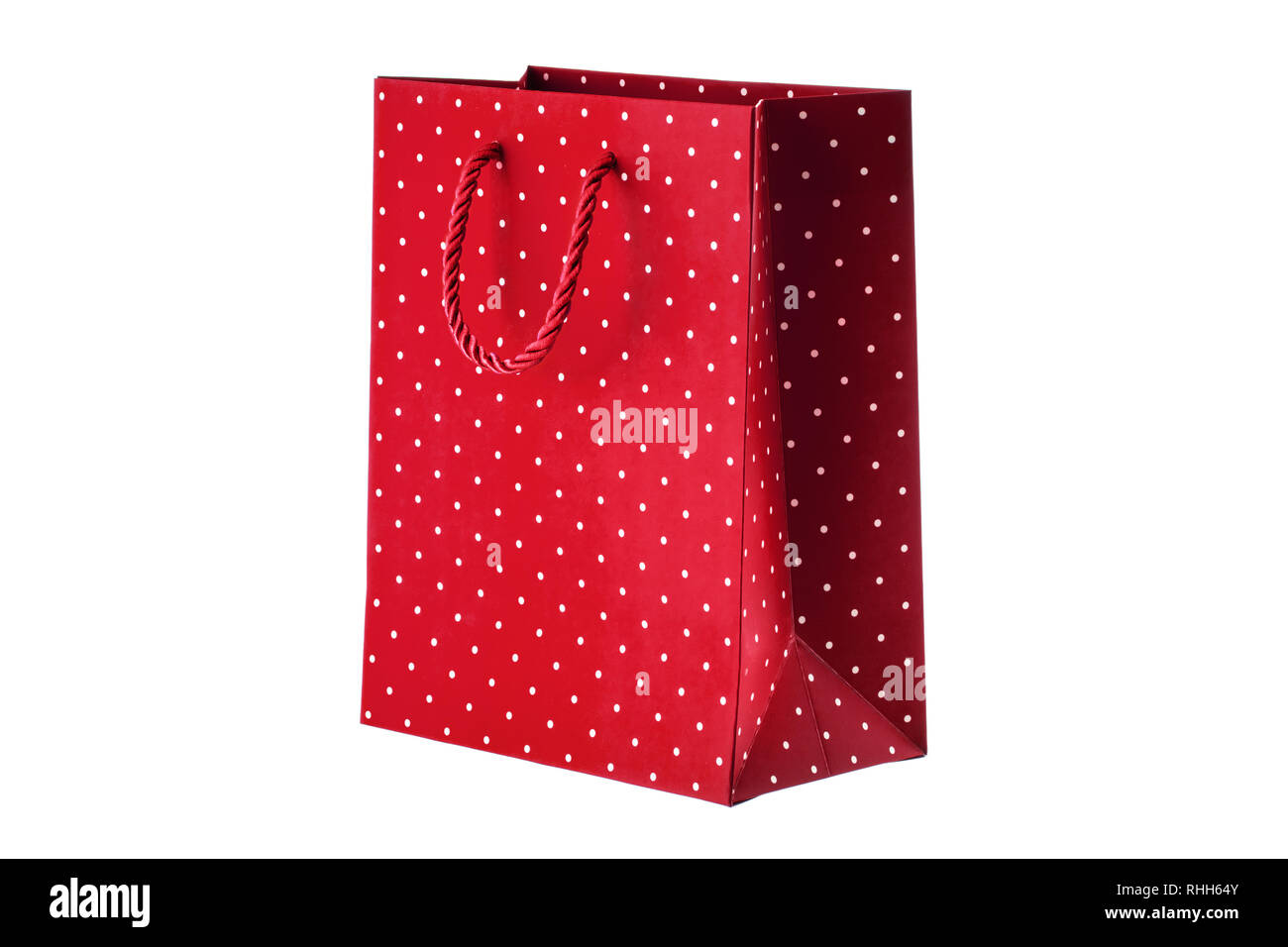 Red paper bag on white background Stock Photo - Alamy