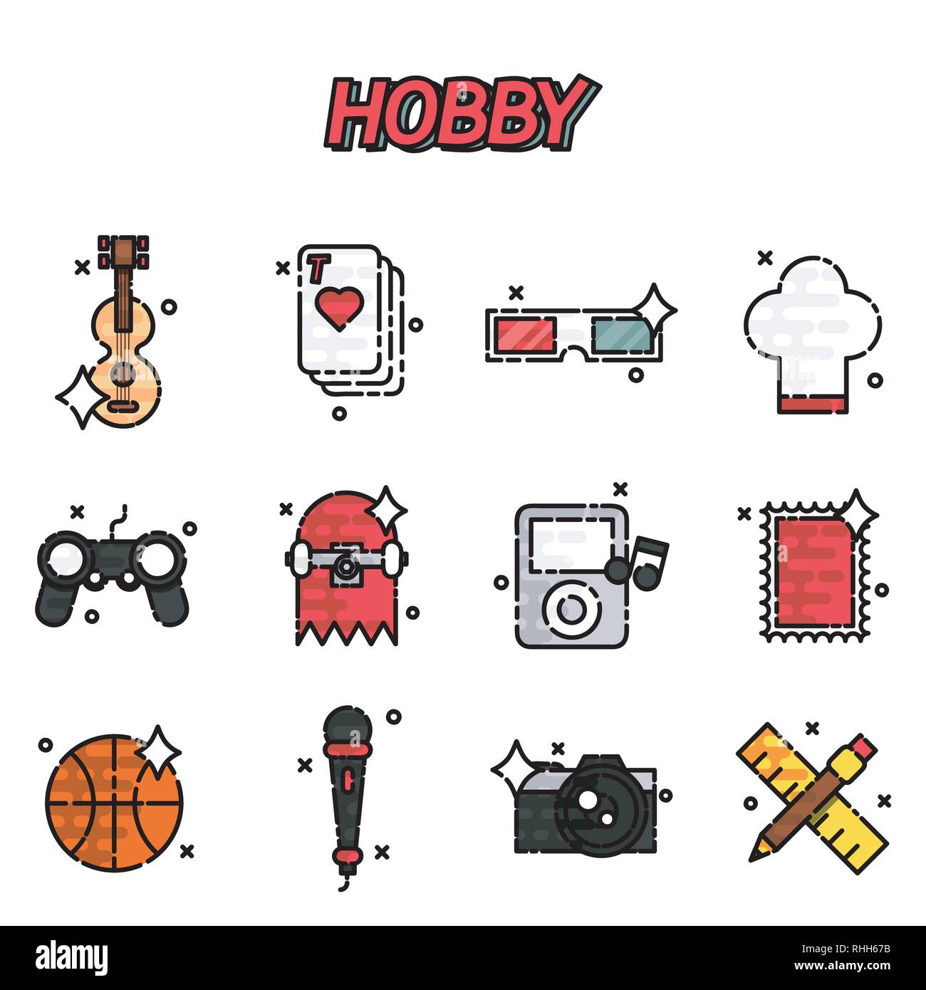 Hobby flat icons set . Vector illustration EPS 10 Stock Vector Image ...