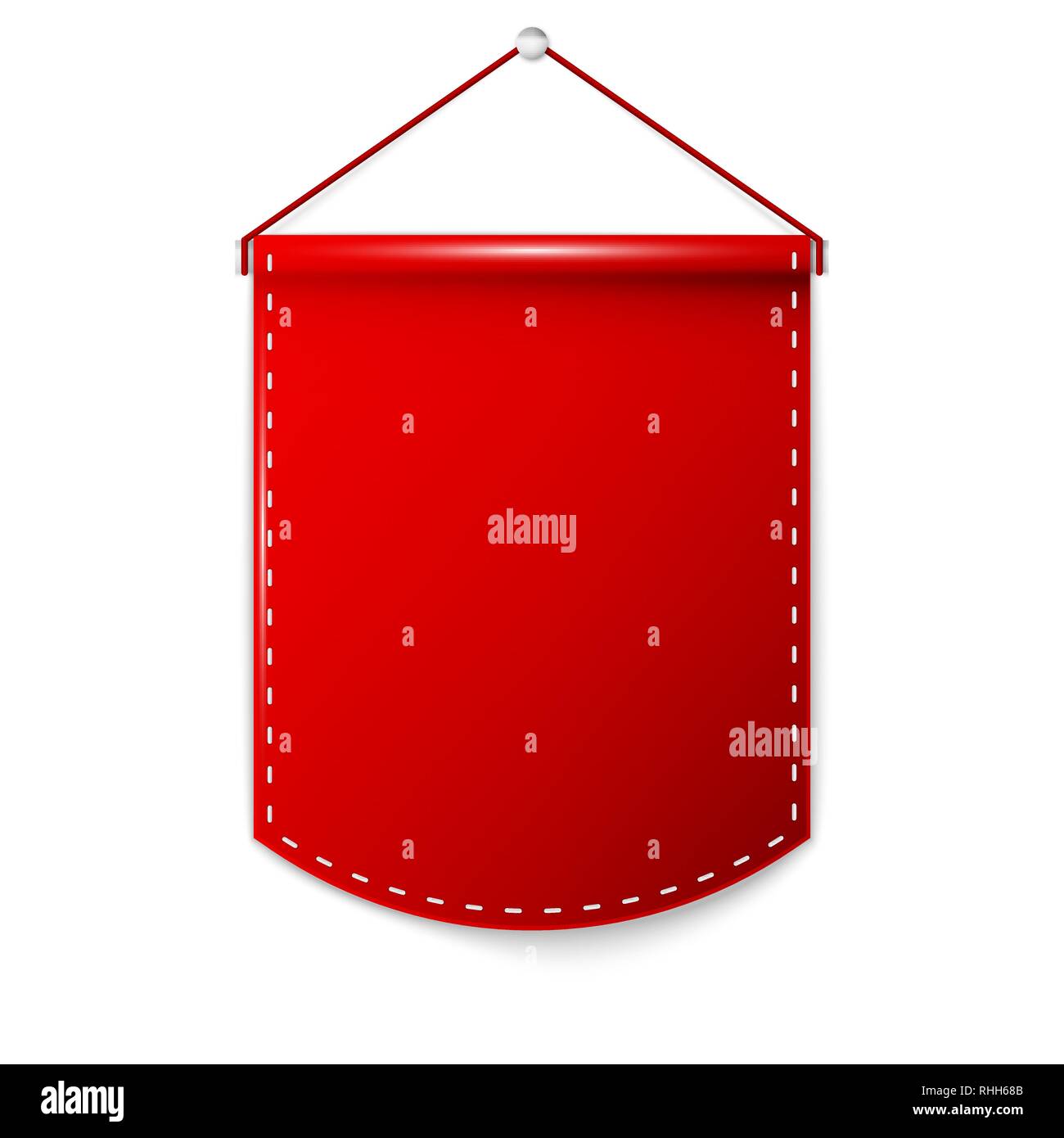 Red pennant hanging, mockup. Vector illustration EPS 10 Stock Vector ...