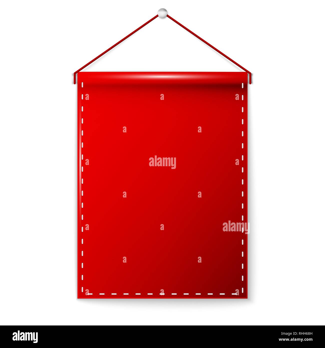 Red pennant hanging, mockup. Vector illustration EPS 10 Stock Vector ...