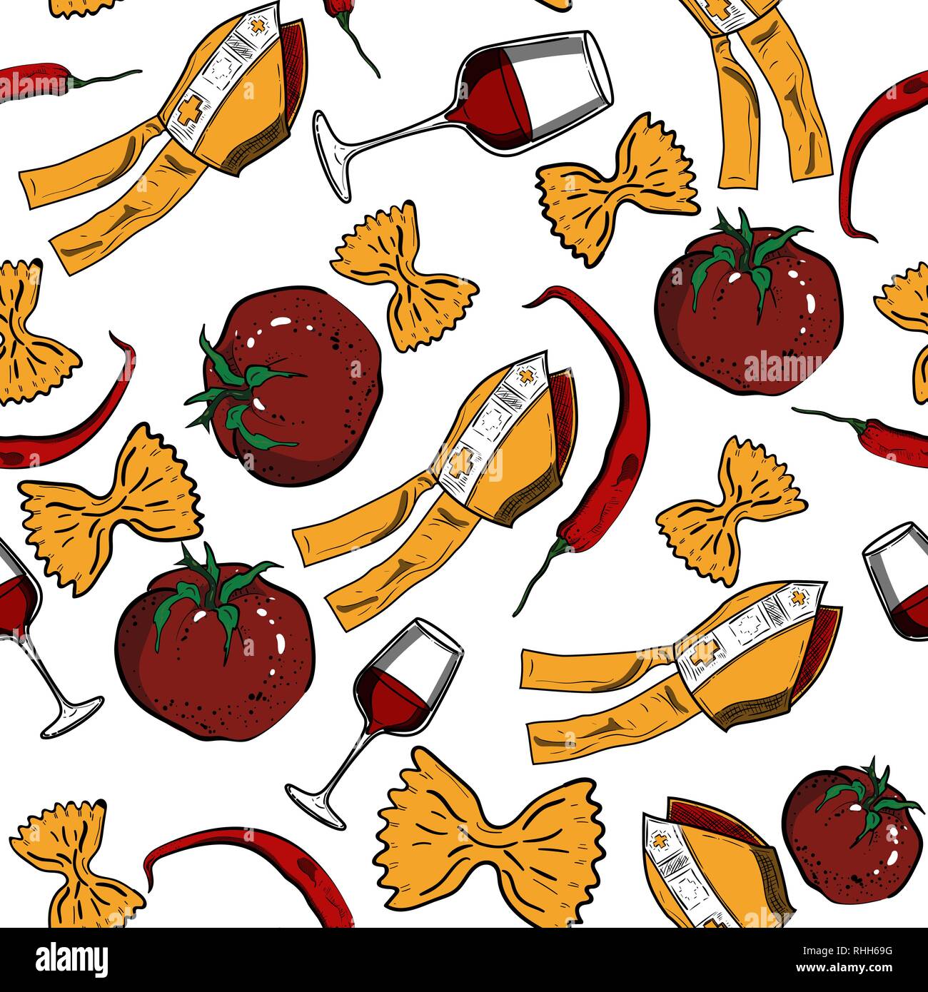 Seamless pattern of Italy with national italian food and other Stock ...