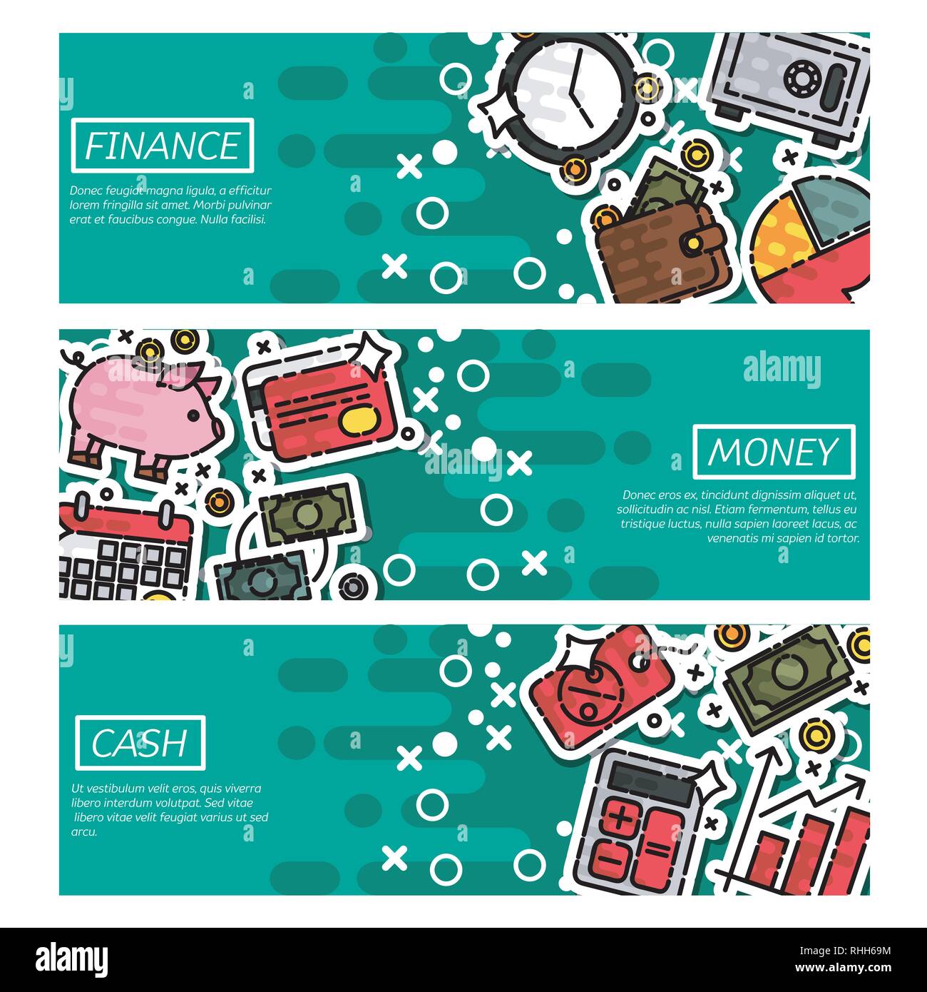 Set of Horizontal Banners about finance. Vector illustration, EPS 10 ...