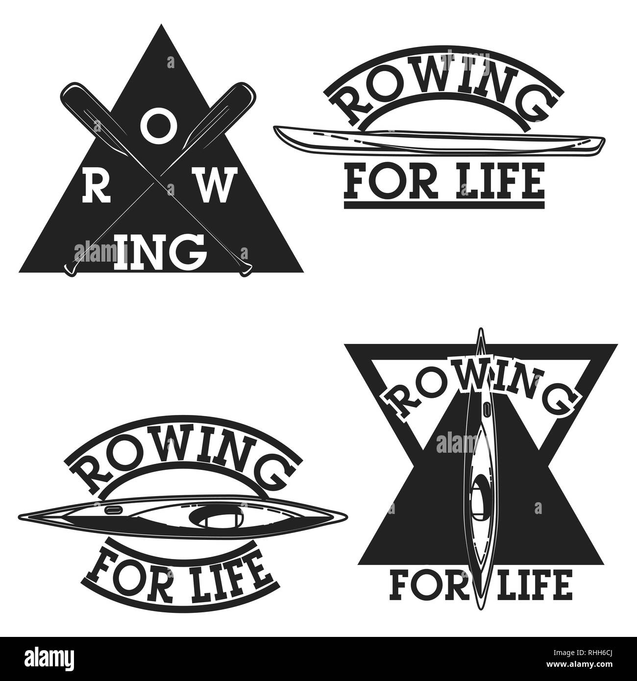 Color vintage rowing emblems, labels, badges and design elements ...