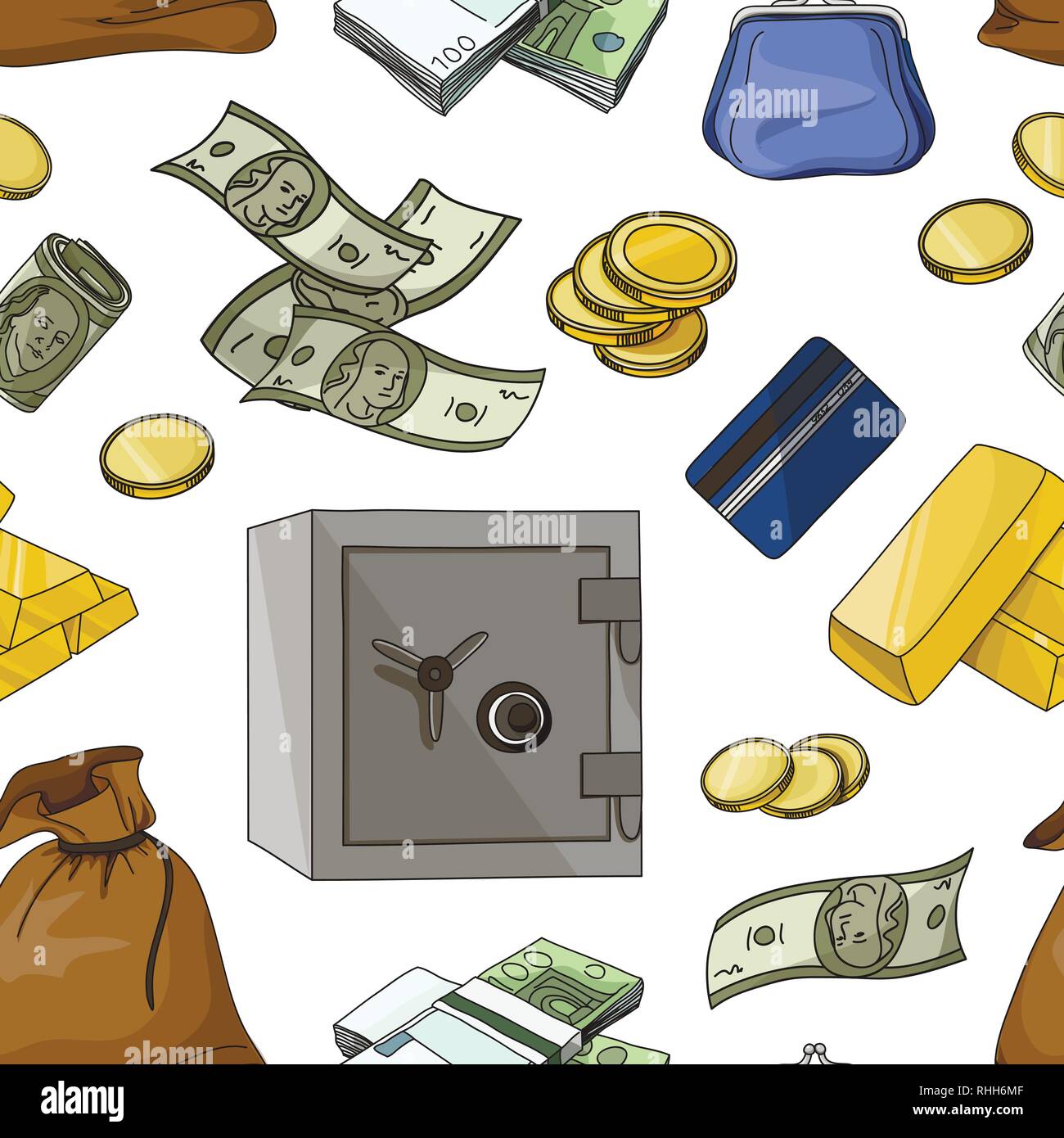 Hand drawn finance symbols set doodle pattern. Vector illustration, EPS ...