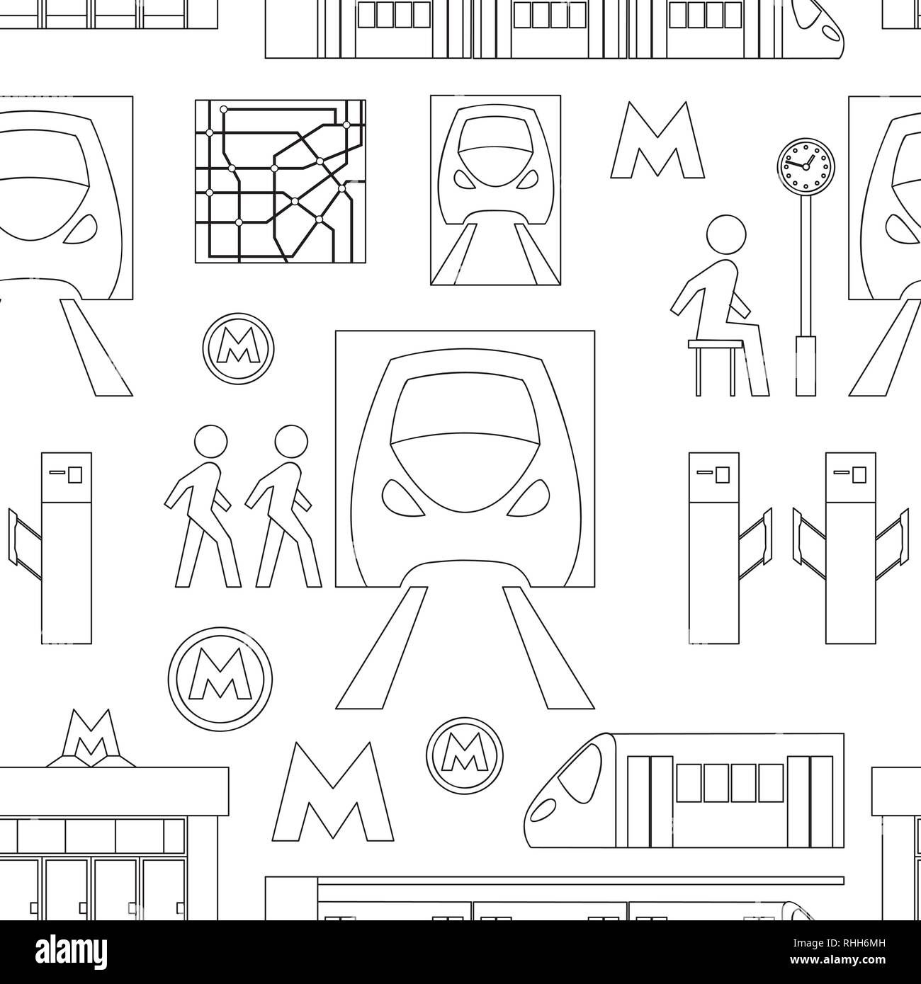 Metro underground symbols transportation concept set pattern. Vector ...