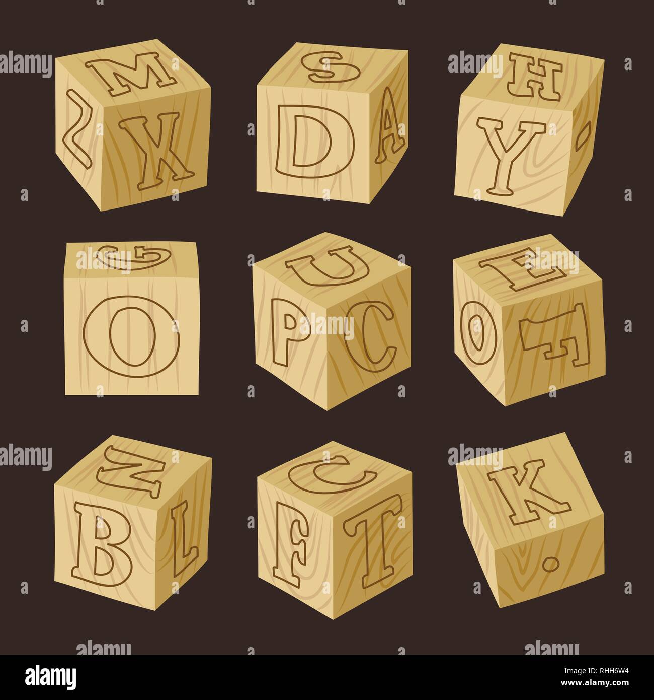 Wooden alphabet blocks. Vector illustration EPS 10 Stock Vector Image ...