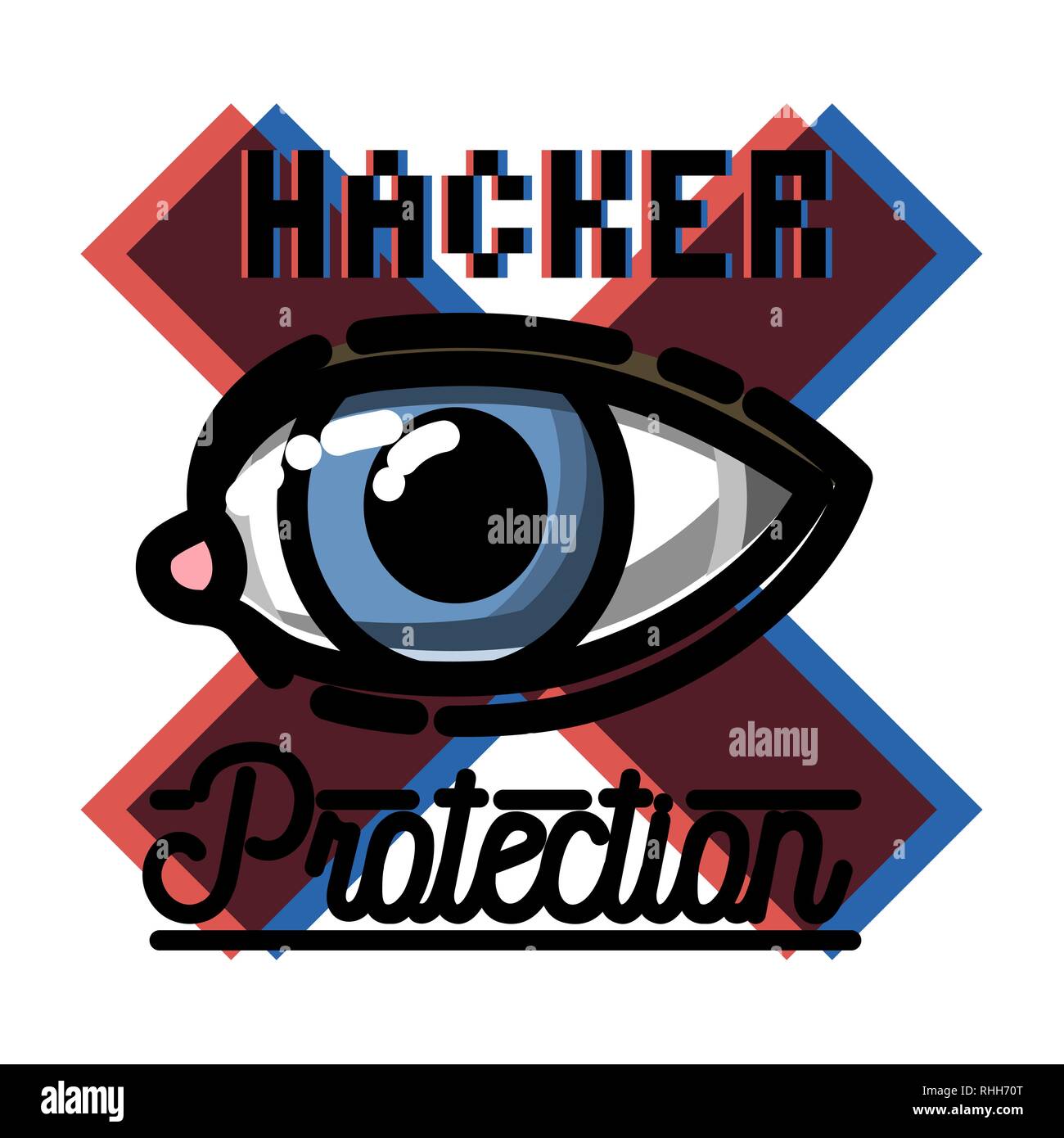 Color vintage hacker protection emblem. Safety design. Security label ...