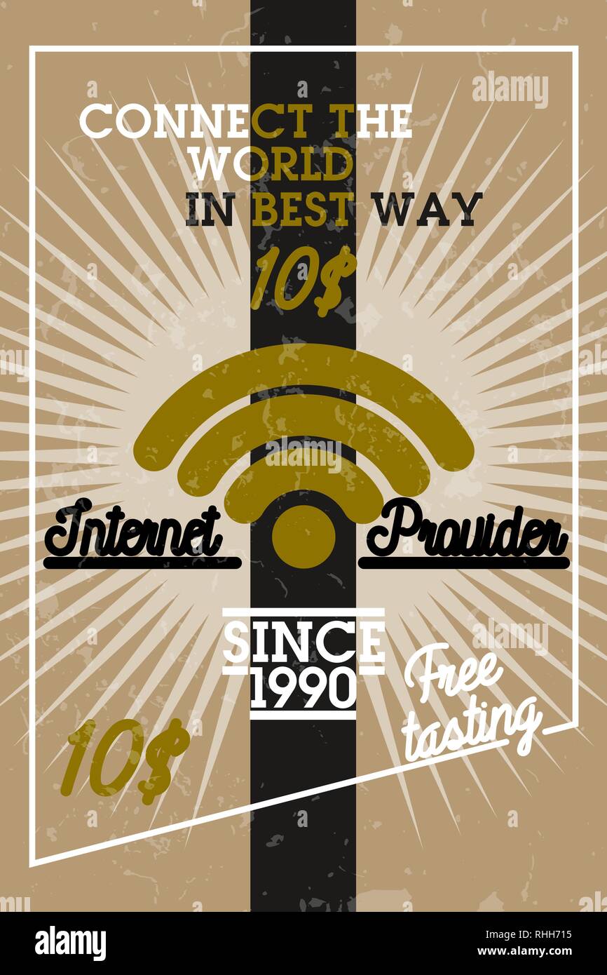 Color vintage internet provider banner. Internet service concept Stock ...