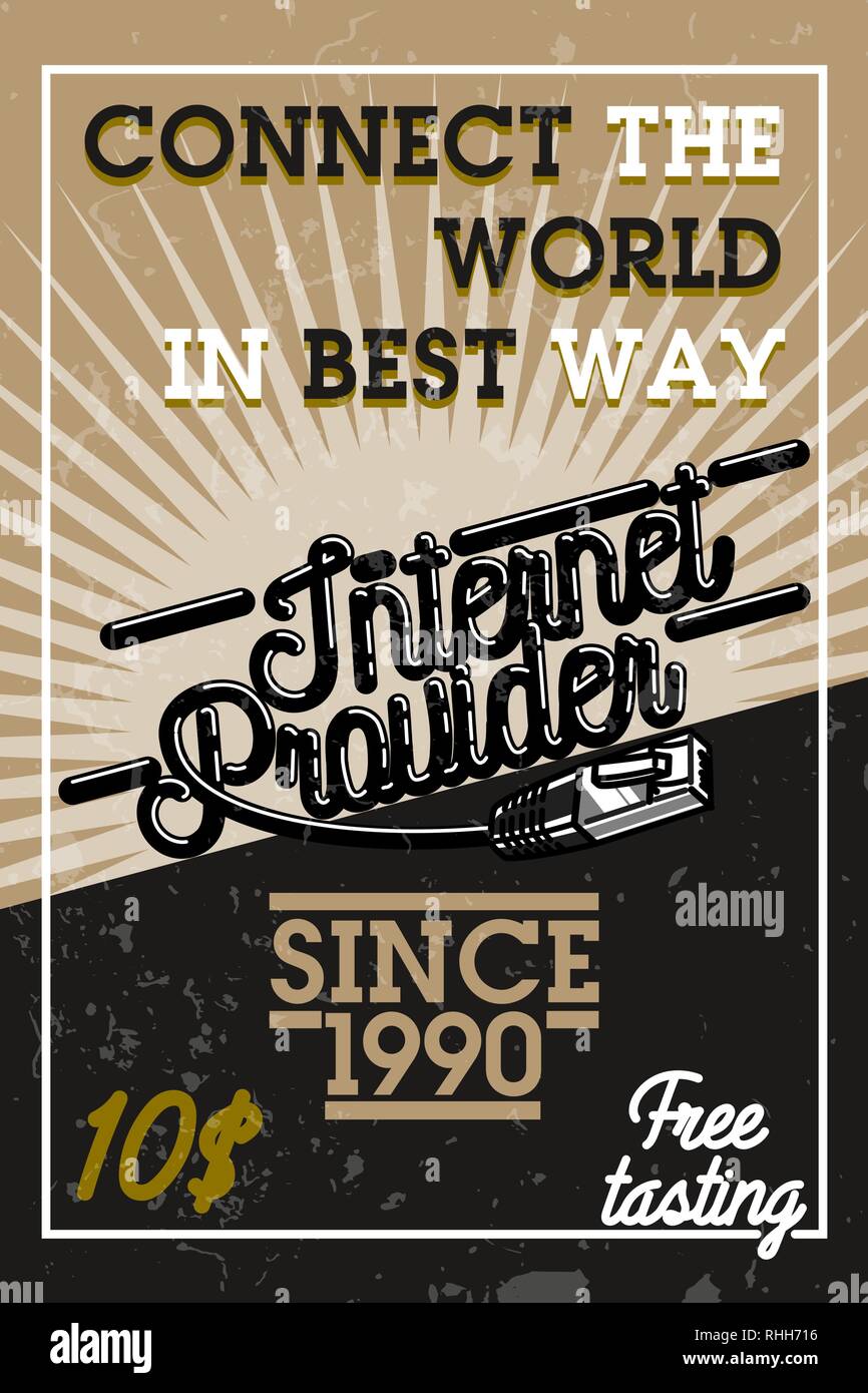 Color vintage internet provider banner. Internet service concept Stock ...