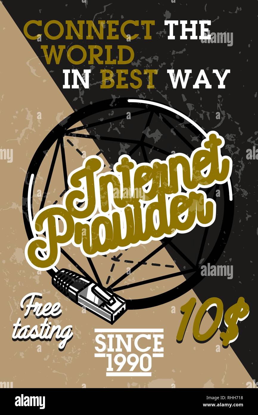 Color vintage internet provider banner. Internet service concept Stock ...