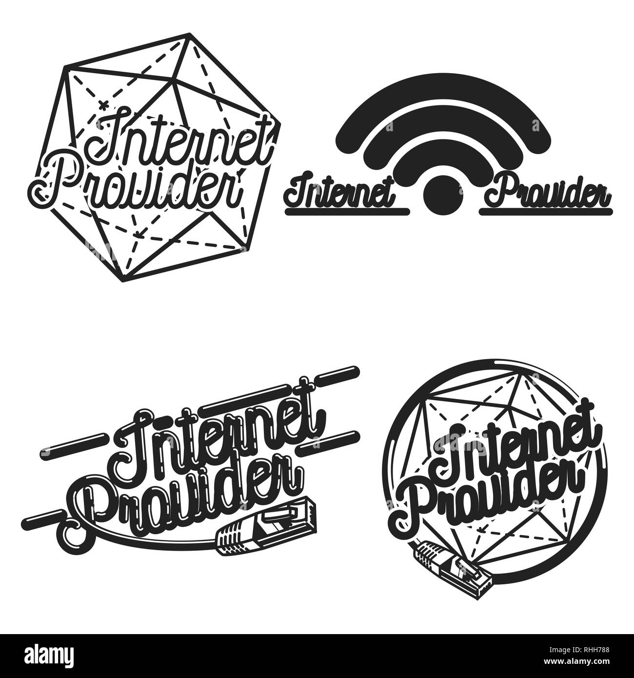 Color vintage internet provider emblems, labels, badges and design ...