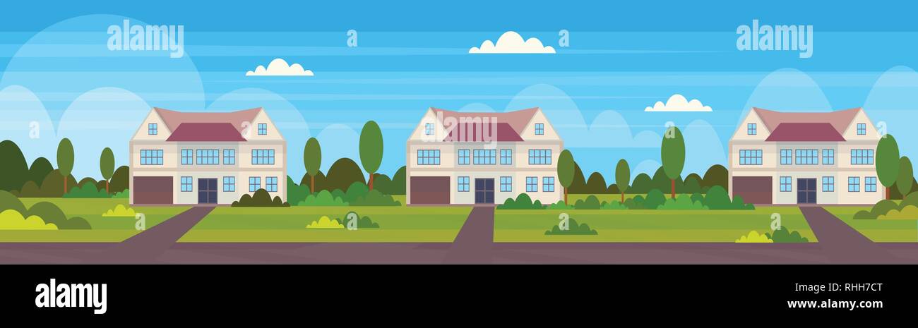 town house cottages country real estate concept private residential ...