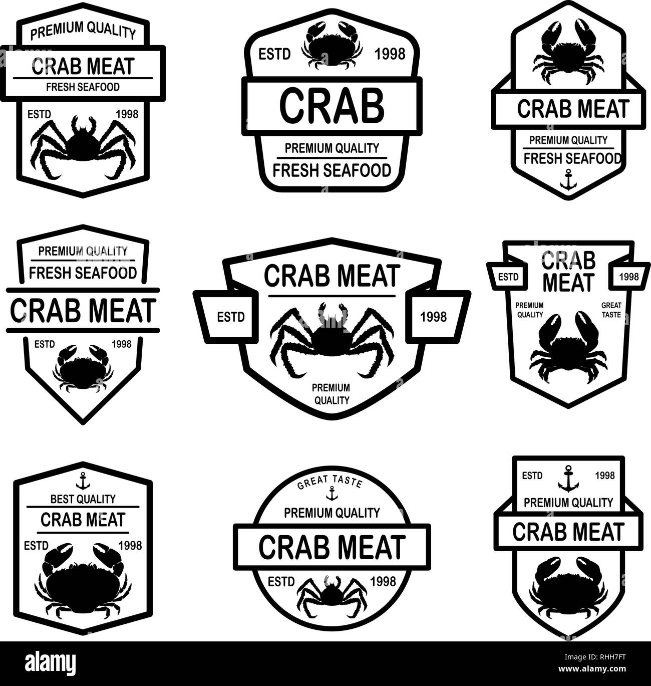 Set Of Crab Meat Emblems Design Element For Logo Label Sign Poster T Shirt Vector