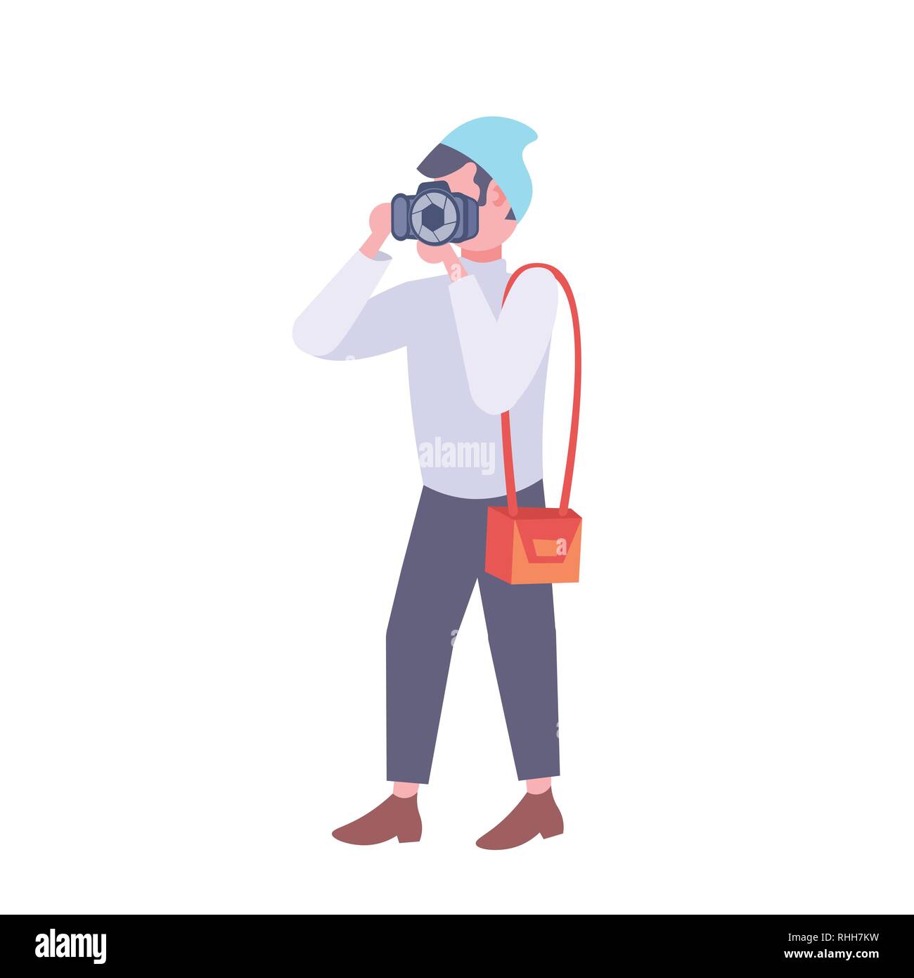 man photographer taking picture with camera casual man tourist ...