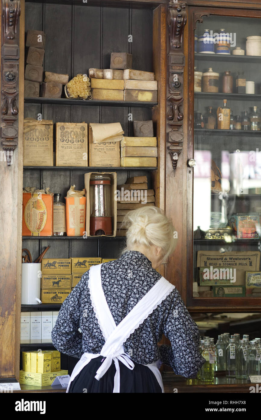 Old fashioned Pharmaceutical display in a Victorian Apothecary Stock ...