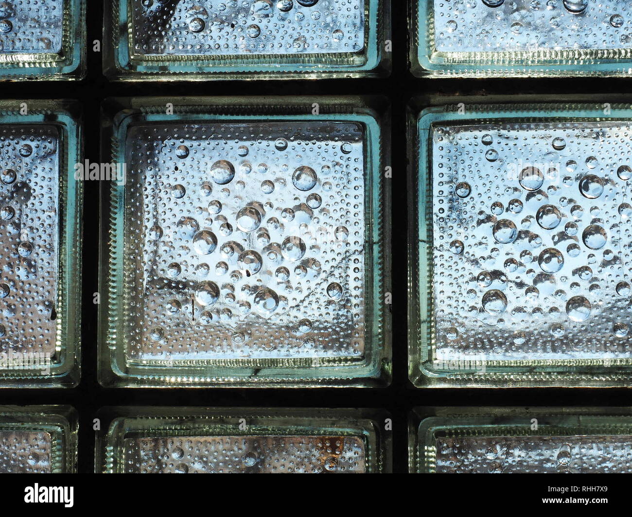 Glass bricks blocks with bubble pattern in window architecture detail ...