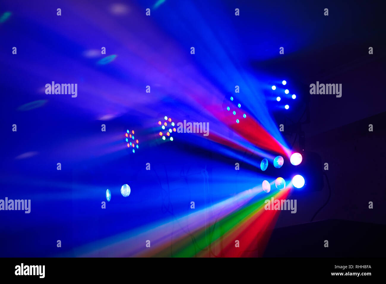 Stage lights in action at the concert. Lights show. Lazer show. Night ...