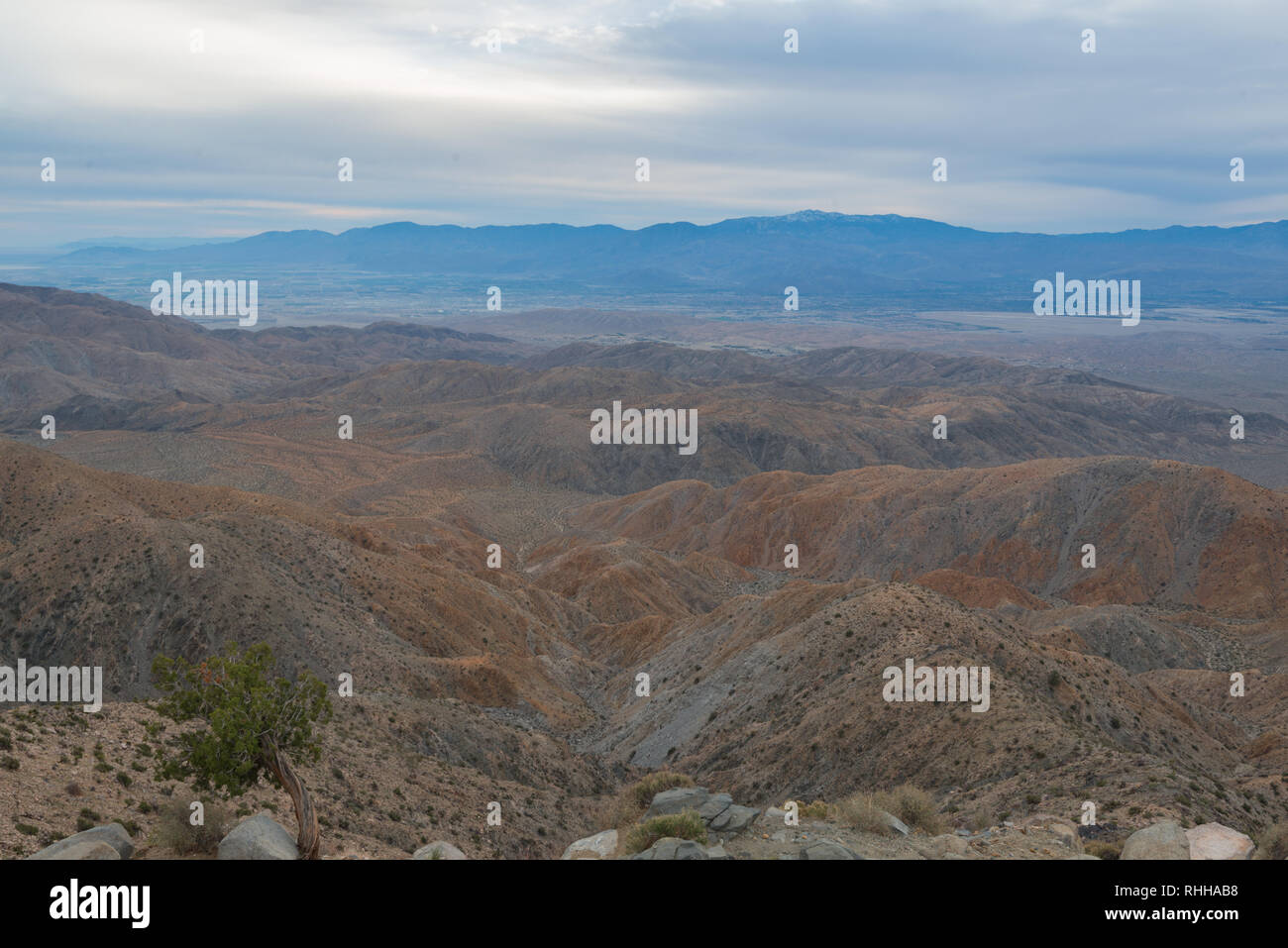 View on the landscape in Joshua Tree National Park, seen from Keys view ...
