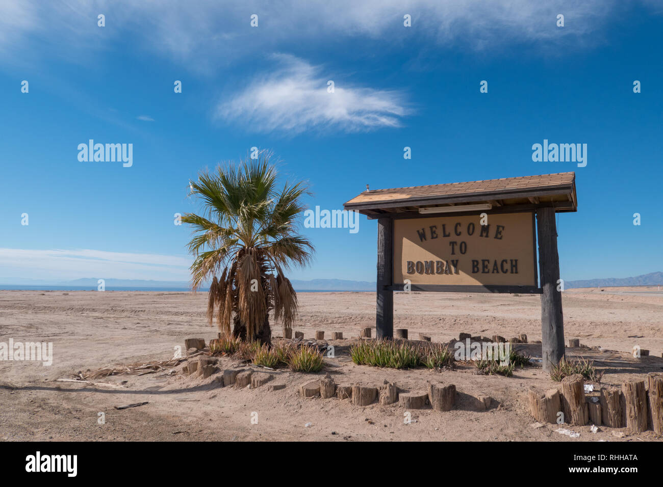 Welcome to Bombay Beach sign at the Salton Sea in California, USA Stock ...