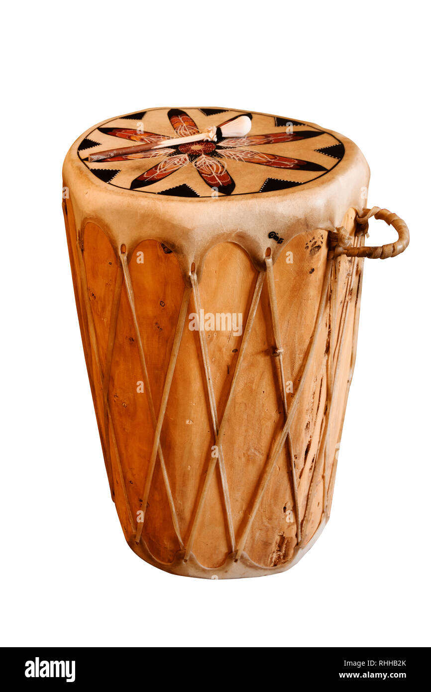 Native american drum isolated on white, clipping path Stock Photo - Alamy