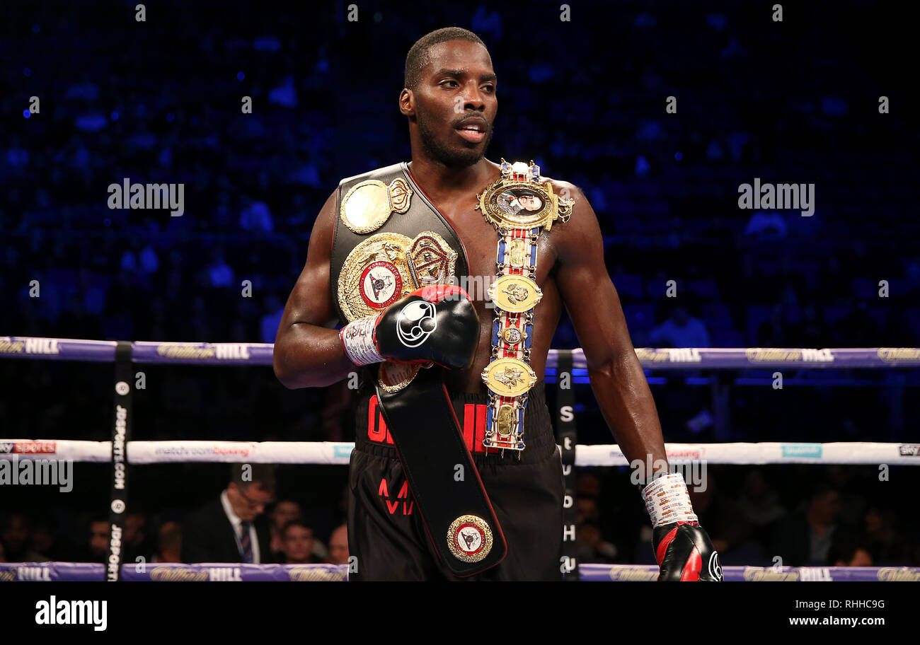 Lawrence Okolie celebrates winning the WBA continental cruiserweight ...