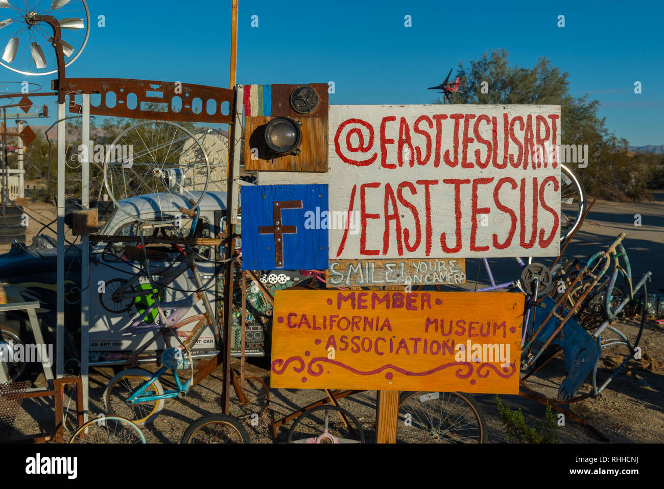 East Jesus community social media signs in California, USA Stock Photo ...
