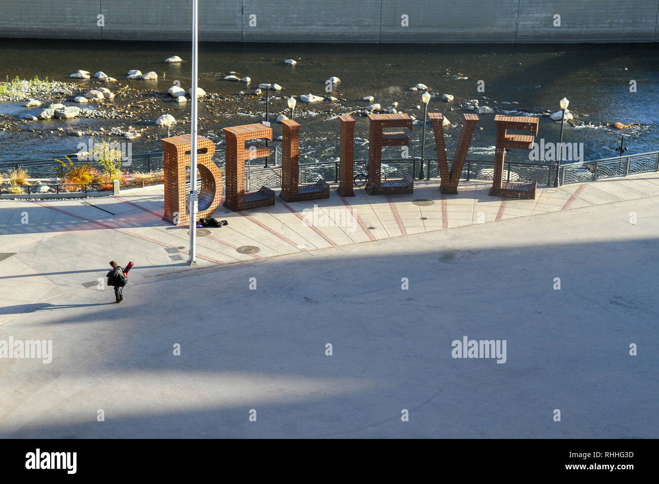 The "Believe" sculpture, created by Jeff Schomberg and Laura Kimpton ...