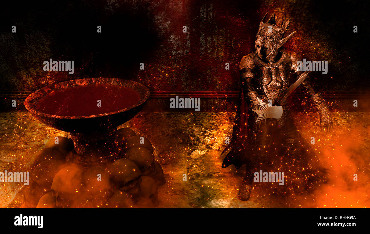 3D rendering of a warrior at bloody wall background Stock Photo - Alamy