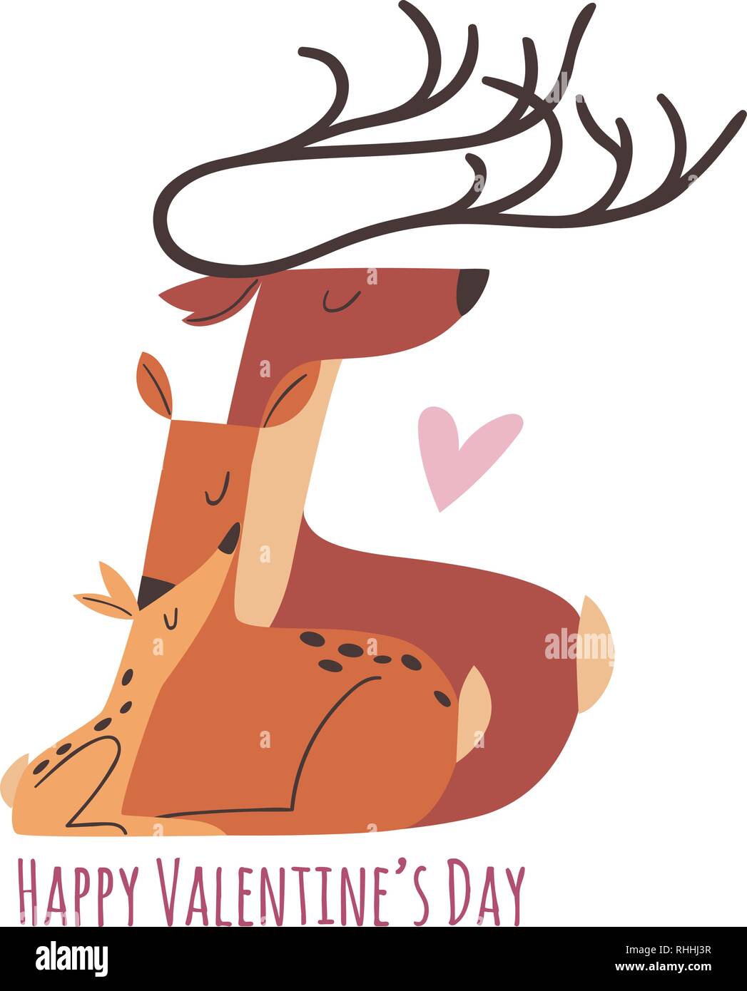 Vector flat style illustration with love and deers Stock Vector Image ...