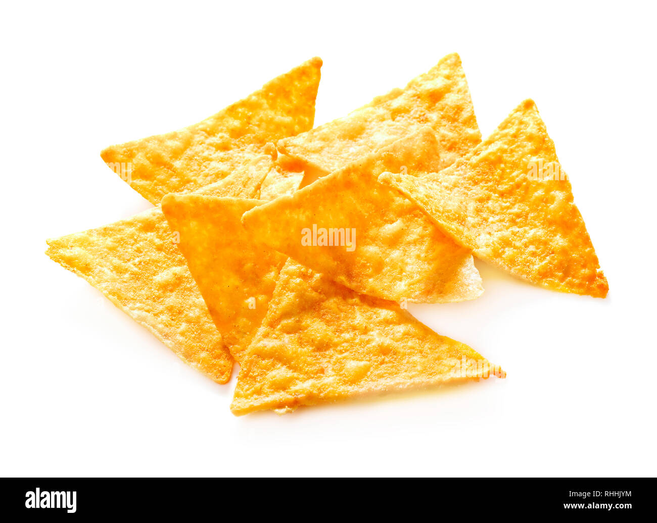 pile of nacho chips isolated on white background Stock Photo - Alamy