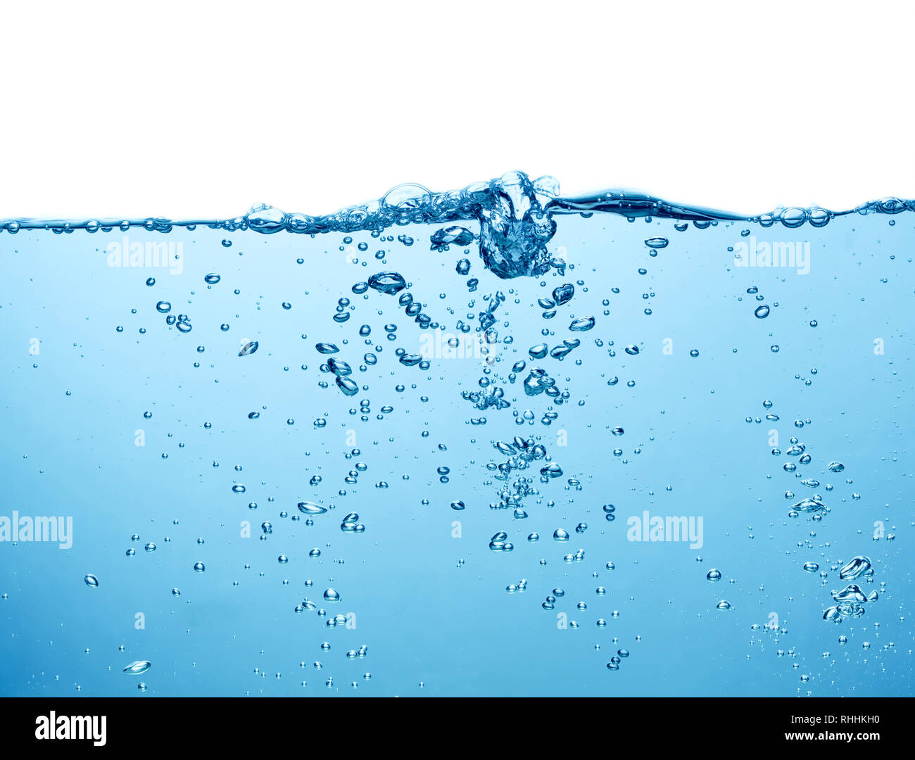 blue water with splash and air bubbles on white background Stock Photo ...