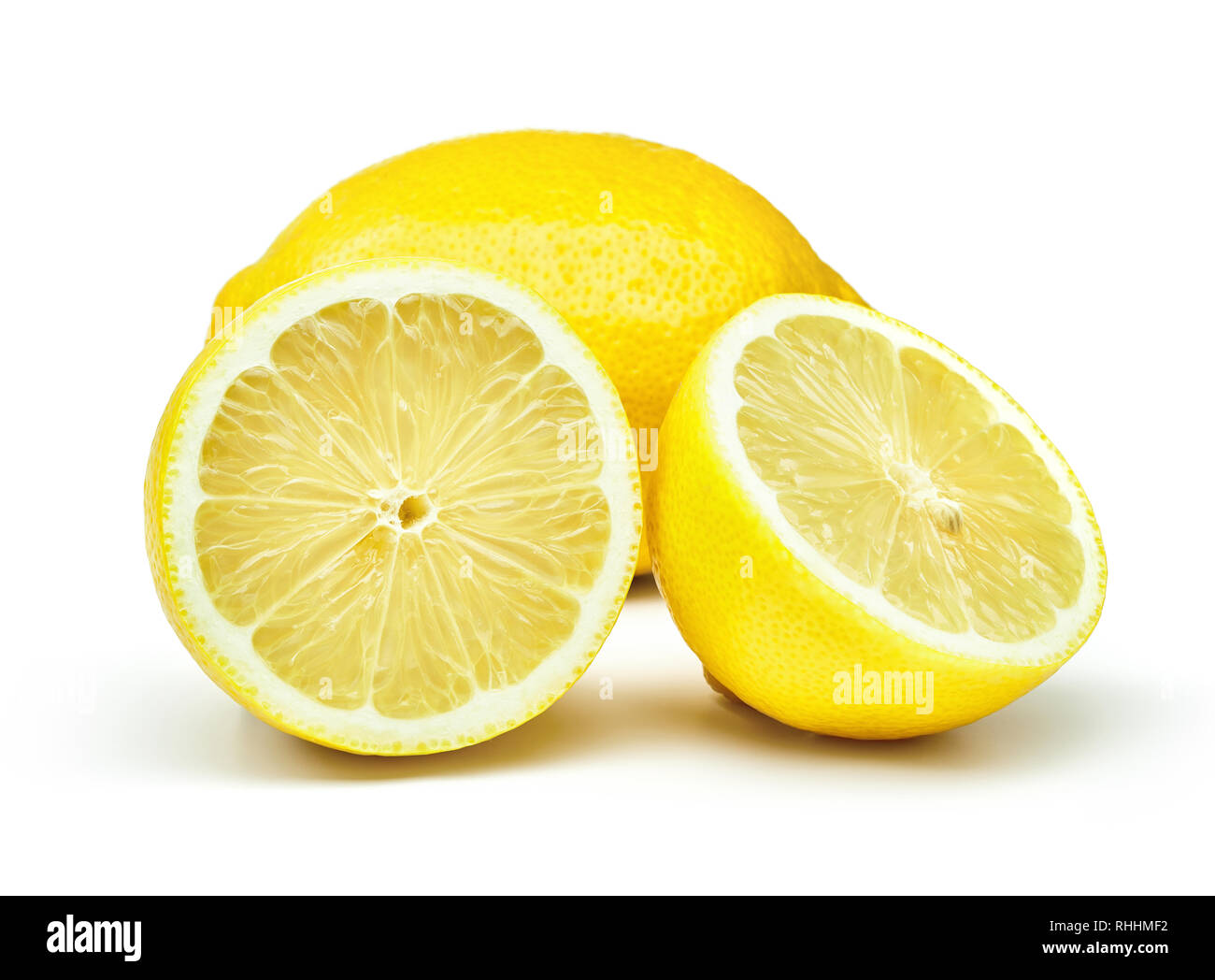 fresh cut lemon fruits isolated on white background Stock Photo - Alamy