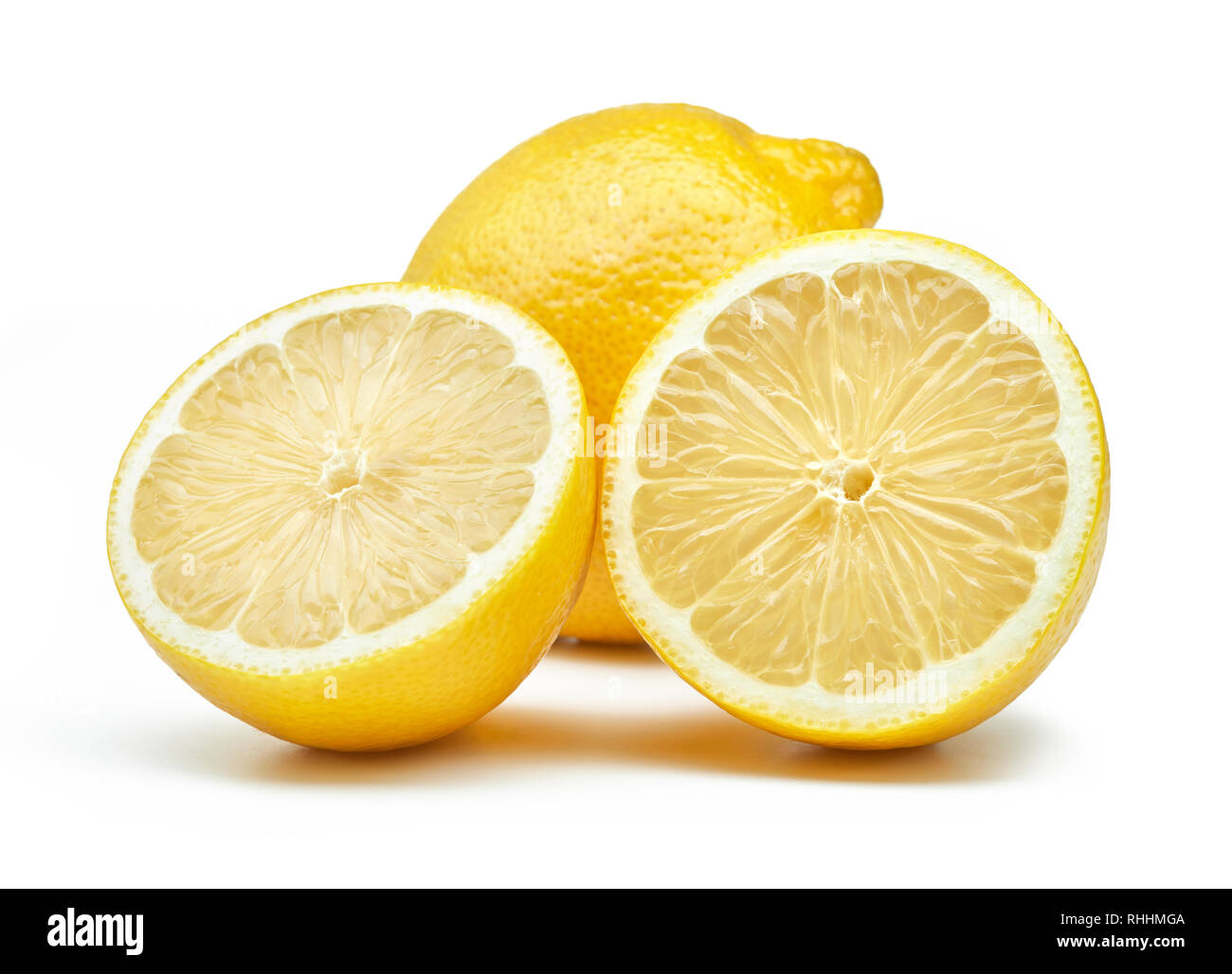 fresh cut lemon fruits isolated on white background Stock Photo - Alamy