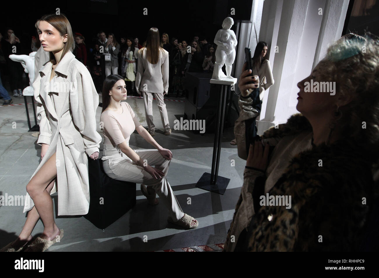 Kiev, Ukraine. 2nd Feb, 2019. Models are seen presenting creation by ...