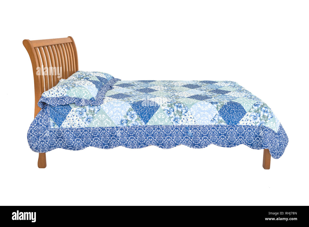 wooden double bed isolated on white background Stock Photo - Alamy