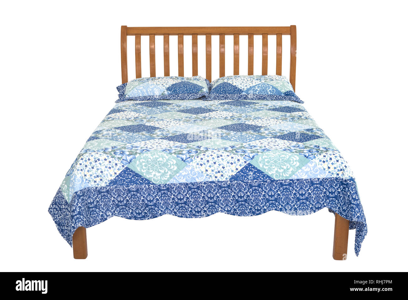 wooden double bed isolated on white background Stock Photo - Alamy