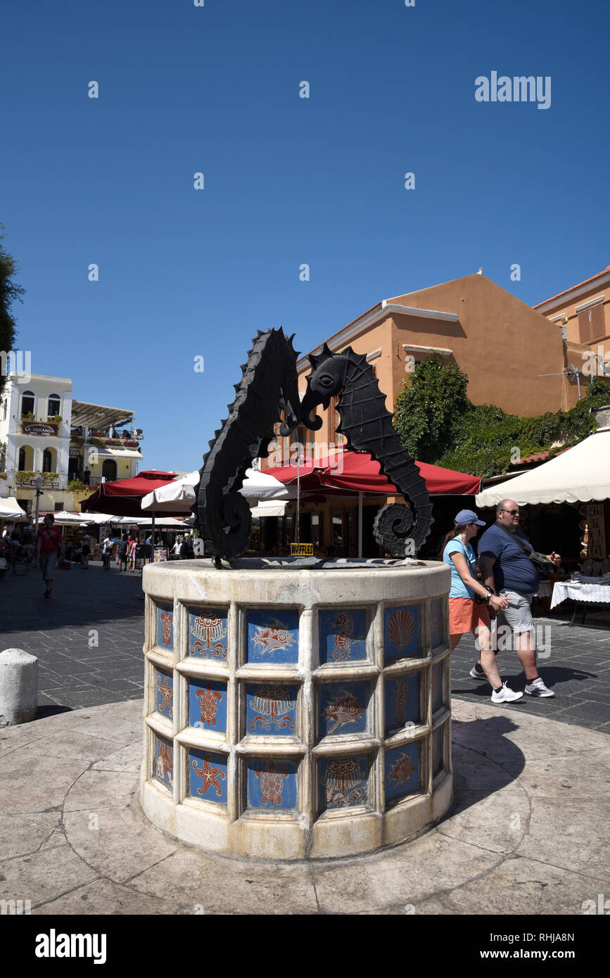 The former Jewish Quarter in Rhodes with the memorial to the Nazi ...