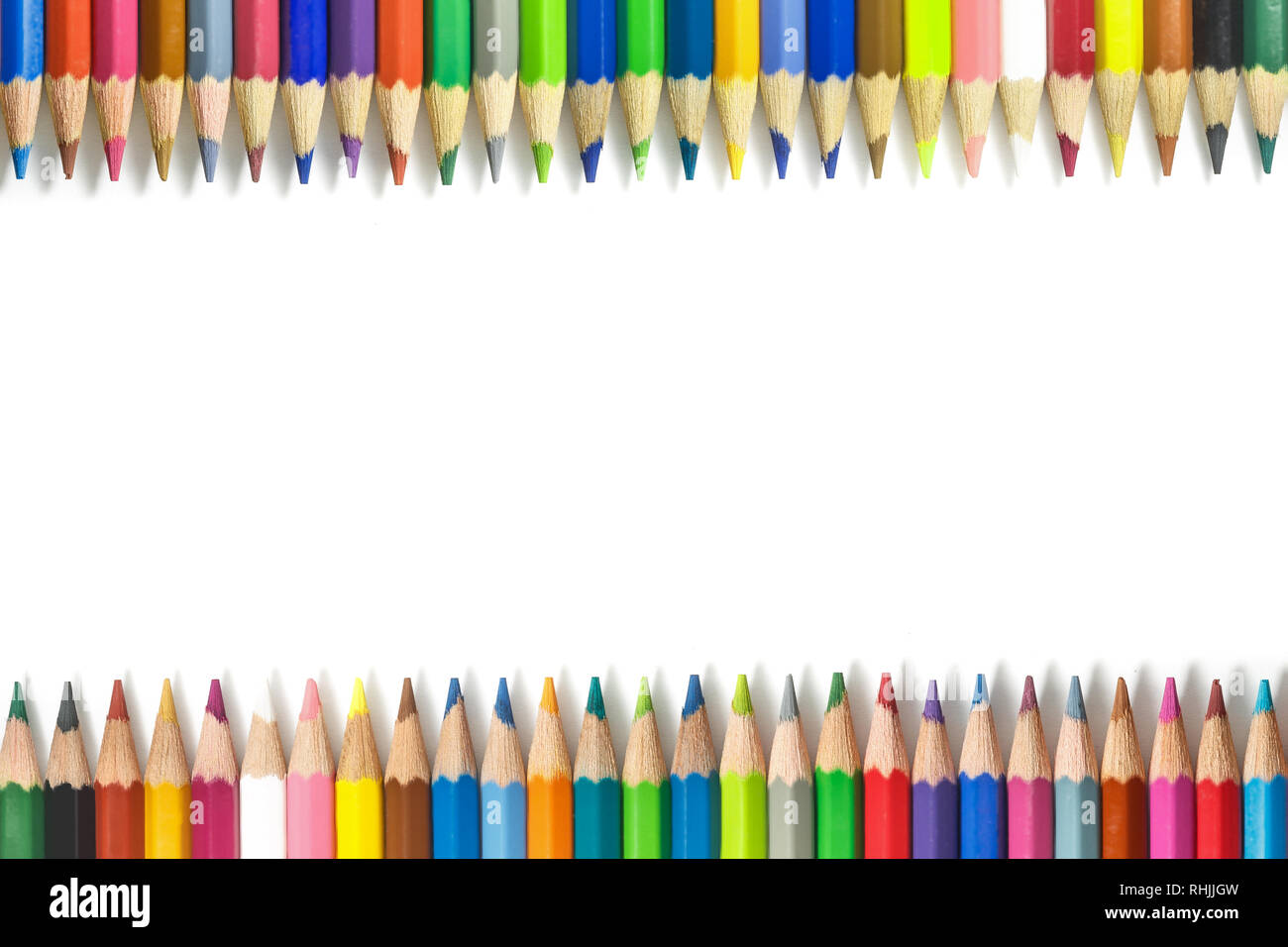 Frame of colored pencils on a white background Stock Photo - Alamy