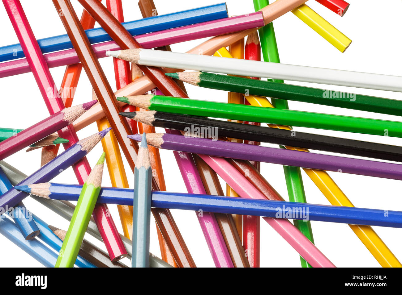 Many colored pencils. Isolate on white background Stock Photo - Alamy