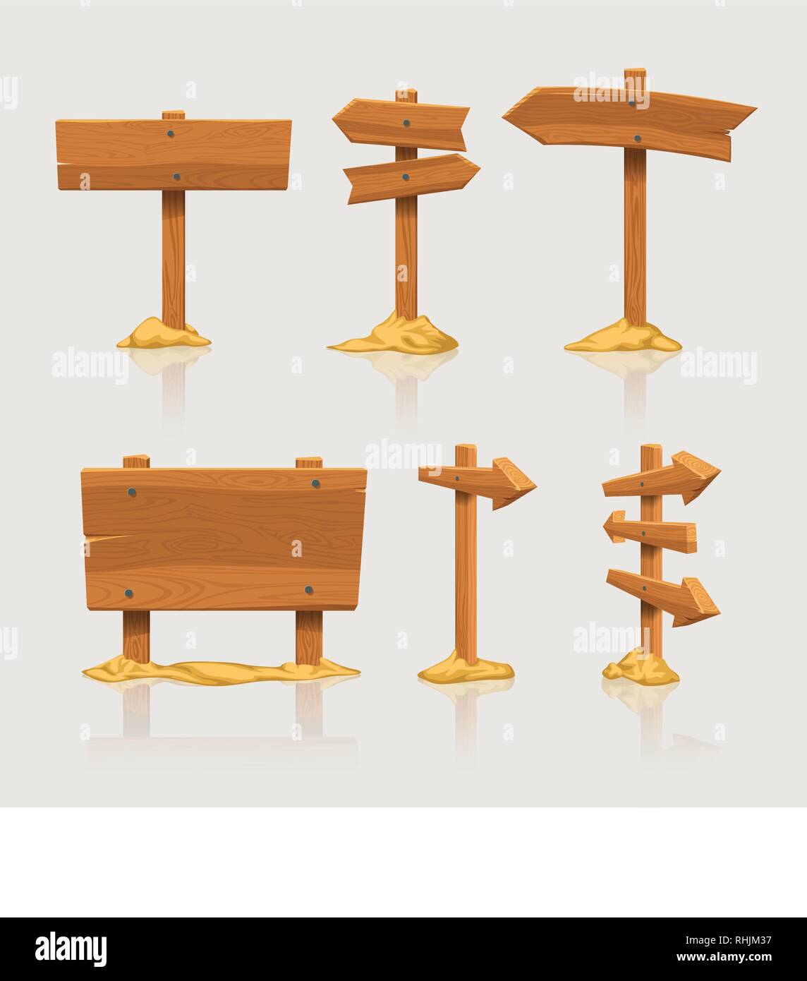 wooden directional signs set with sand Stock Vector Image & Art - Alamy