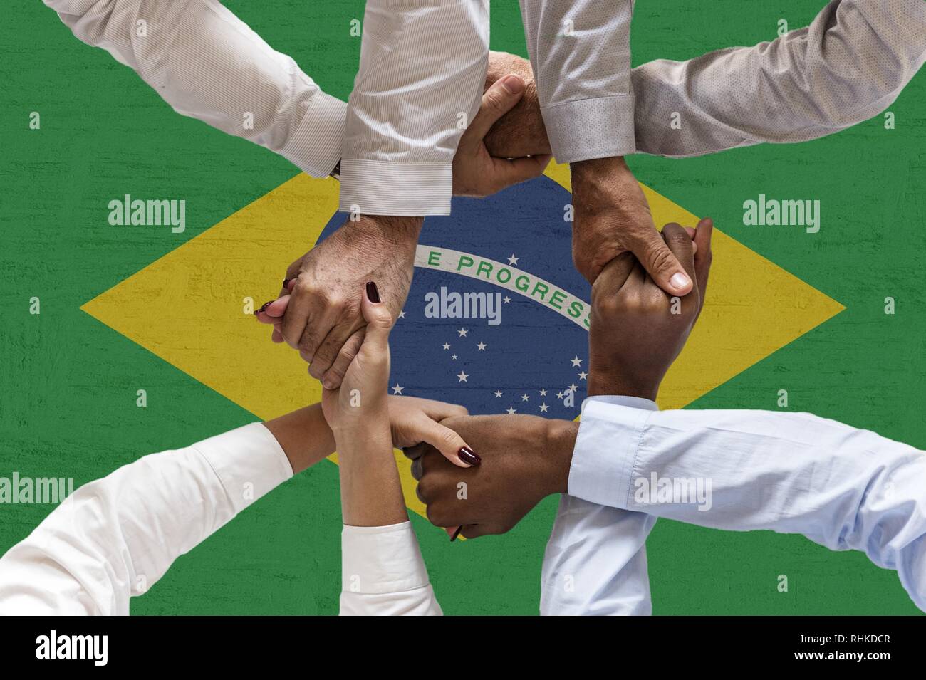 Brazil flag multicultural group of young people integration diversity ...