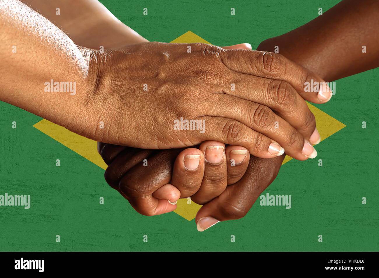Brazil flag multicultural group of young people integration diversity ...