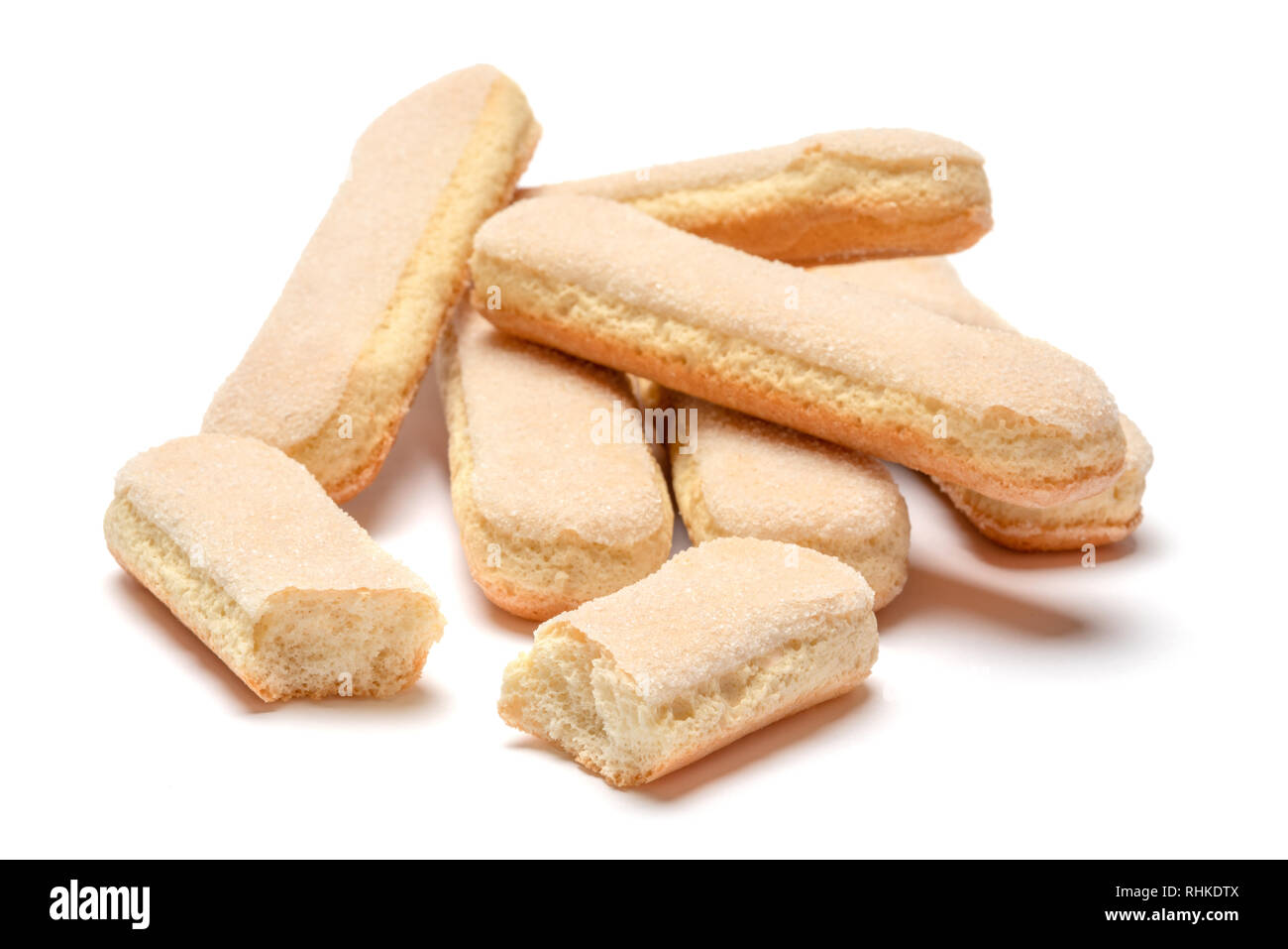 Traditional Italian Savoiardi ladyfingers Biscuits on White Background ...