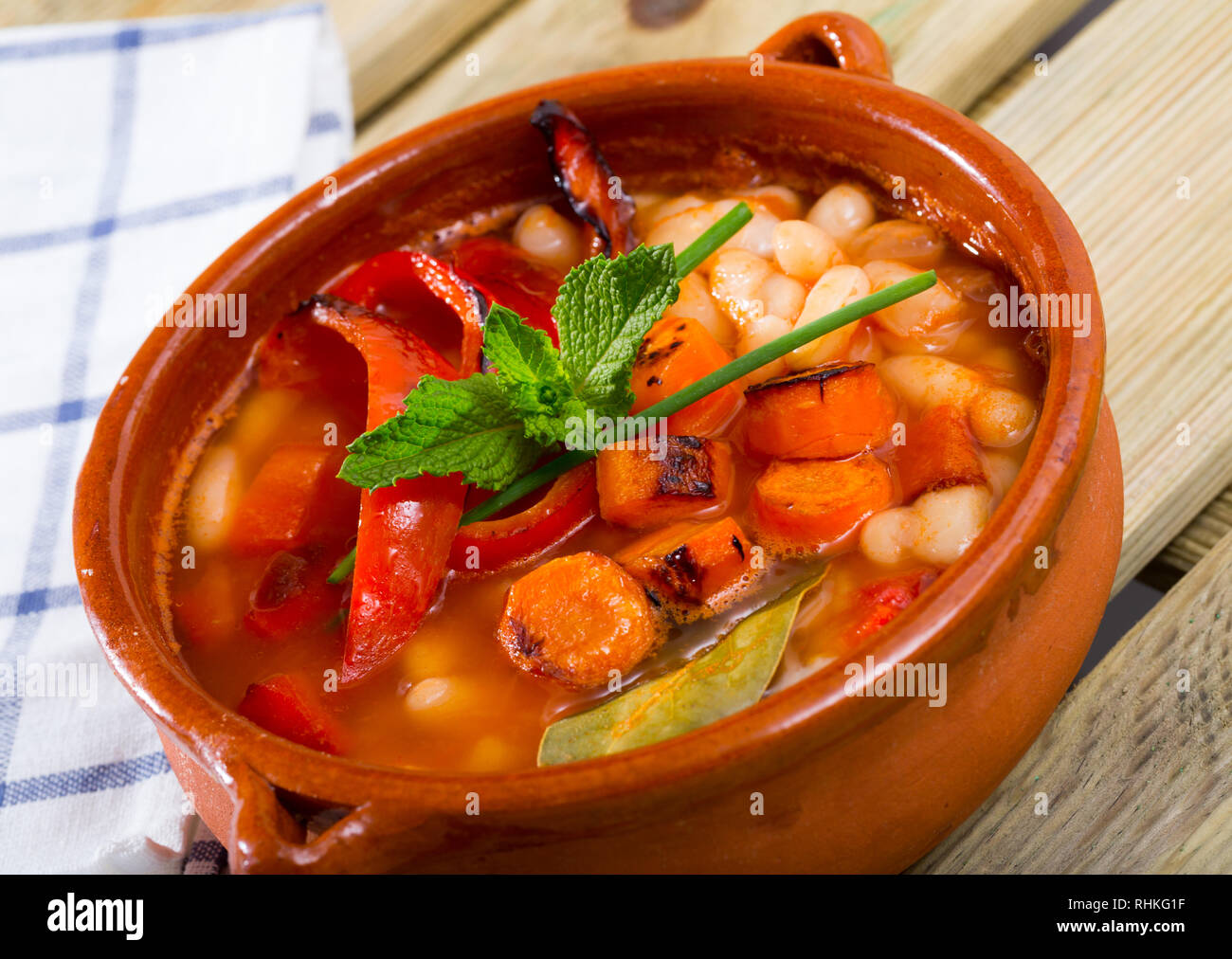 National Bulgarian dish Bob chorba - soup with beans, vegetables and ...