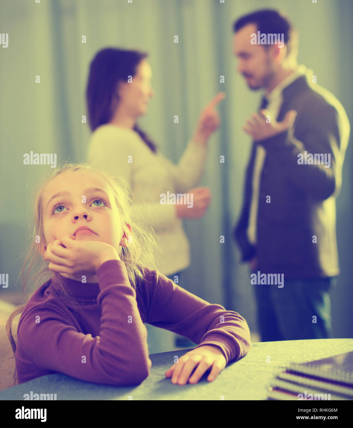 Parents Arguing With Teenager Listening High Resolution Stock ...