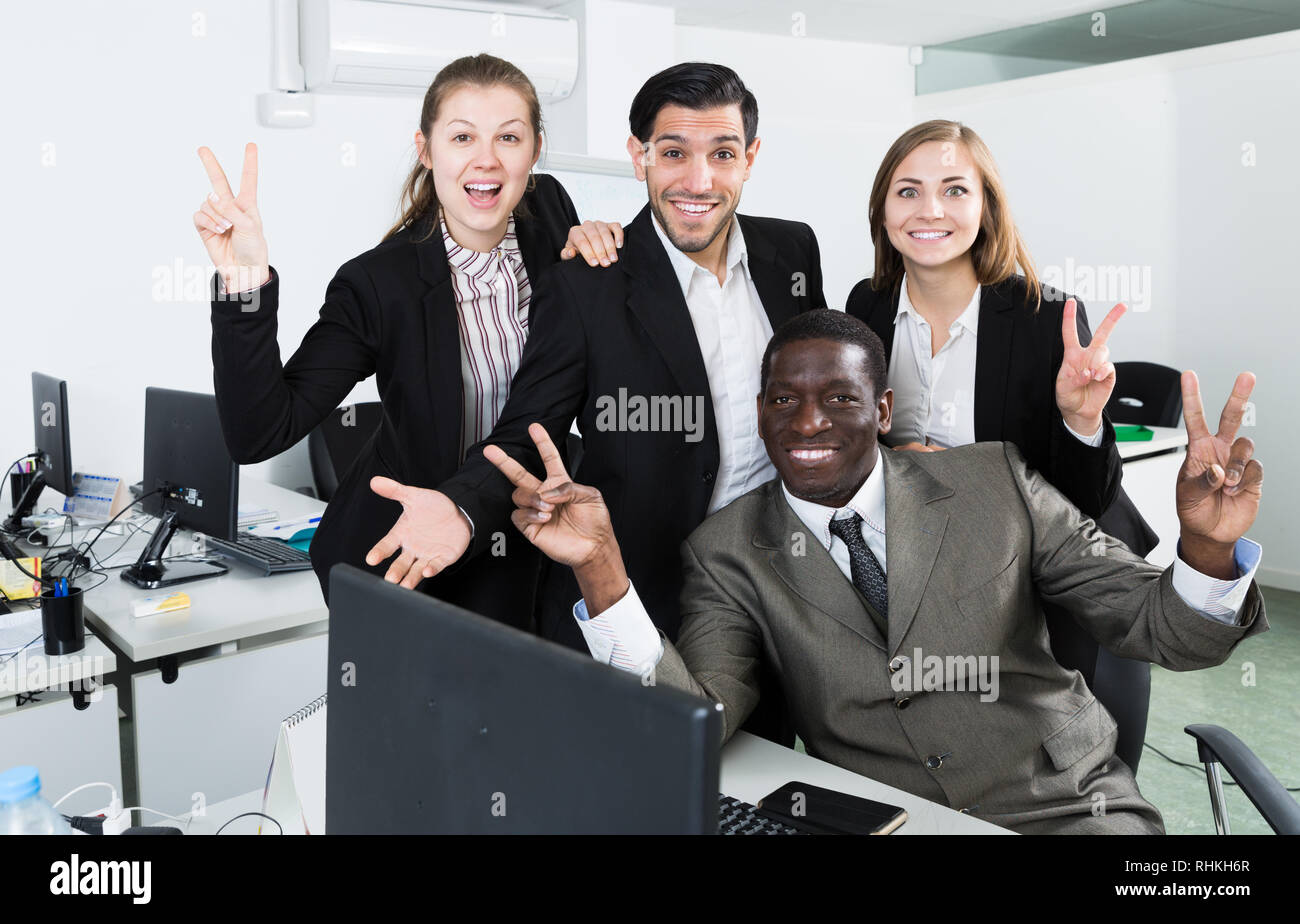 Business team waving hands office hi-res stock photography and images ...