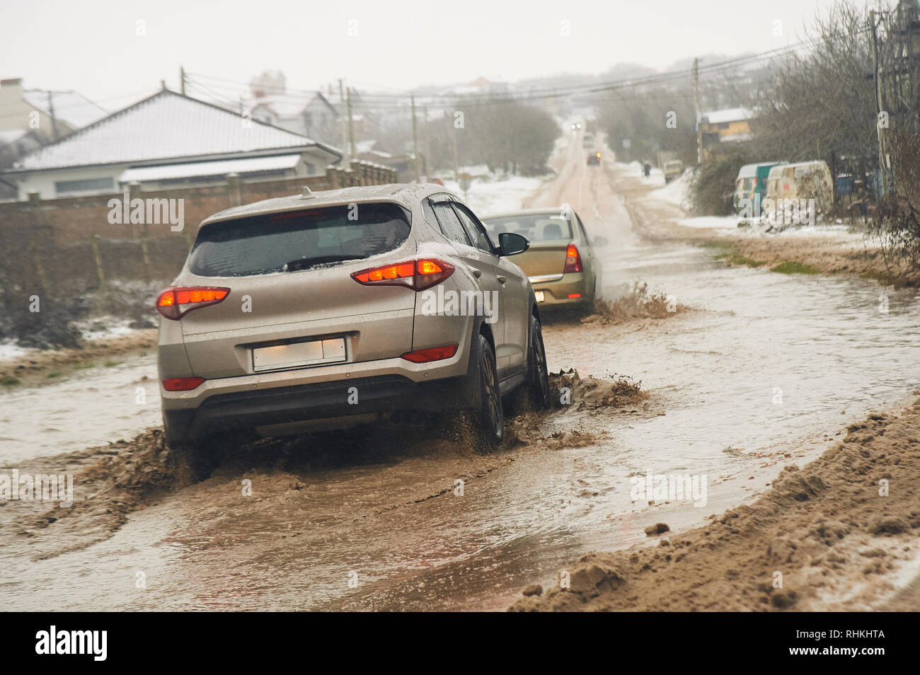 Wet bad weather street road flooding disaster hi-res stock photography ...