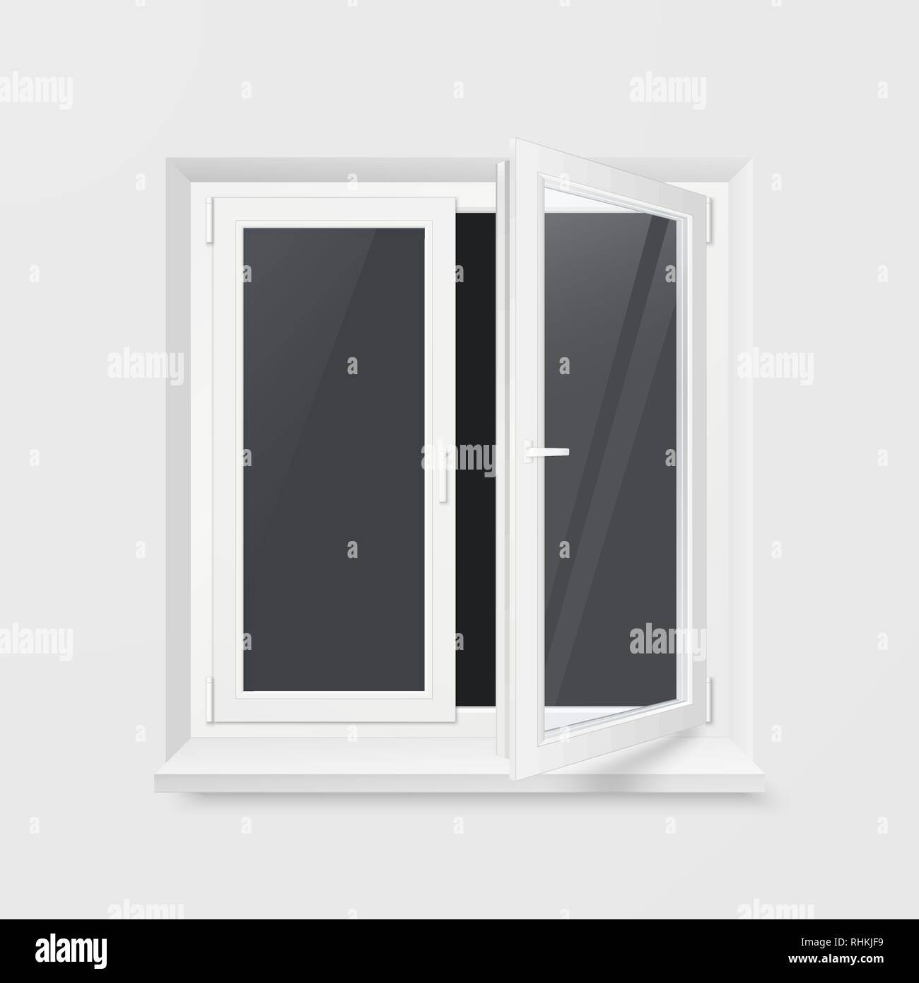 White Office Plastic Window. Window Front View. Transparent glass ...